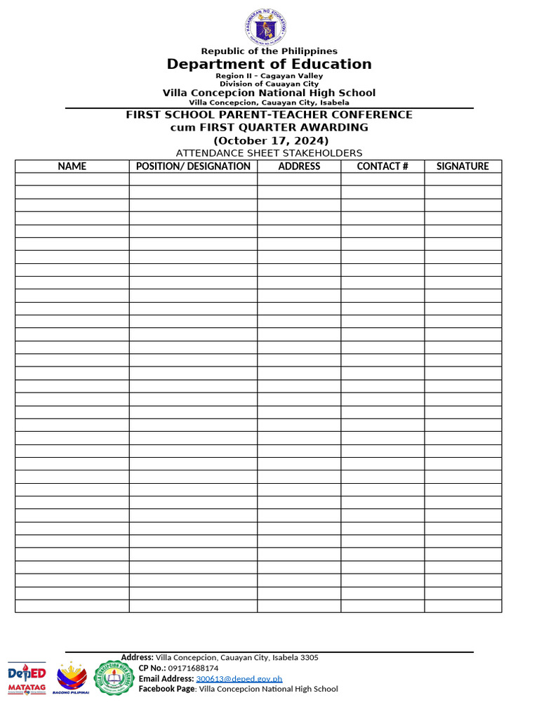 October Attendance Sheet for Conference | PDF