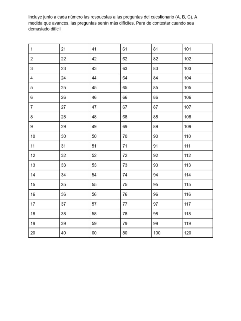Answer Table | PDF