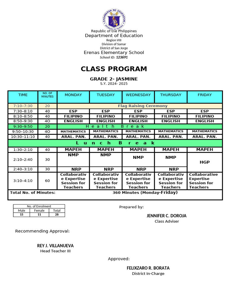 G2 Class Program 2024 2025 MATATAG | PDF | Philippines