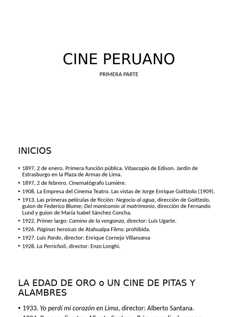 Cine Peruano. Primera Parte | PDF | Perú
