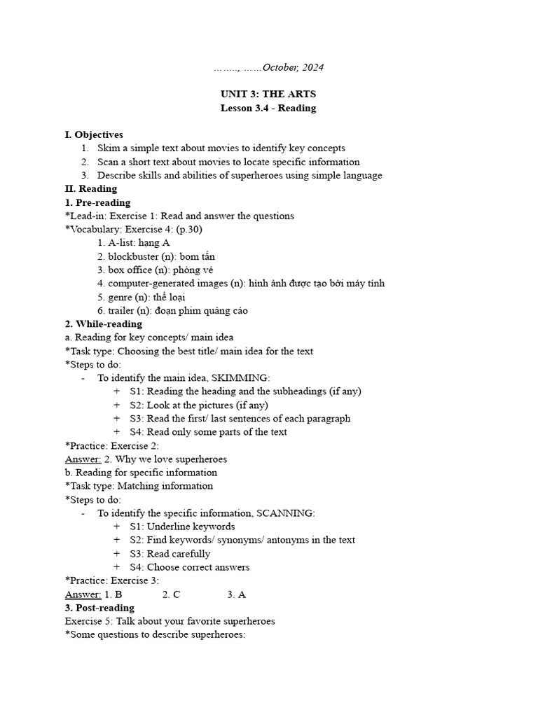 GAVB - Lesson 3.4 - Thao Giảng | PDF | Superheroes | Superhero Fiction