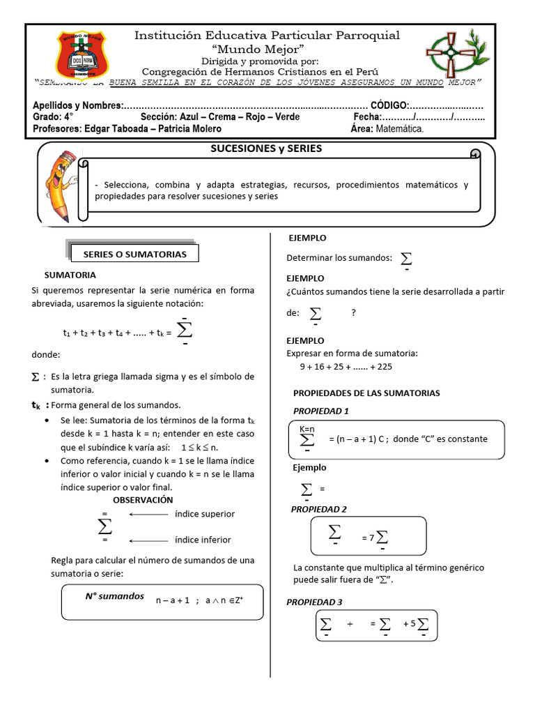 Series y Sucesiones | PDF | Suma | Secuencia