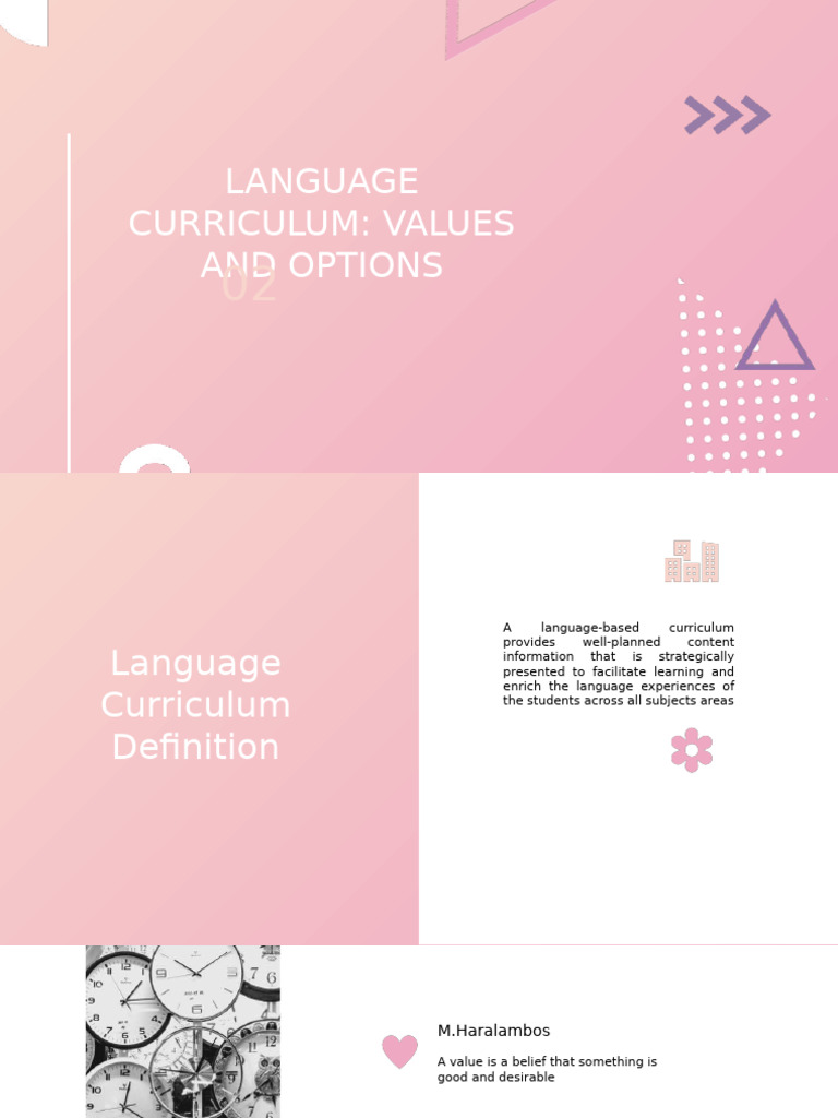 Language Curriculum Values and Options | PDF | Curriculum | Learning