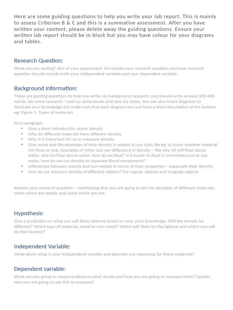 Density Lab Report For 3 | PDF | Experiment | Accuracy And Precision
