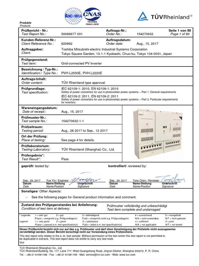 Tuv Test | PDF | Power Electronics | Power Inverter