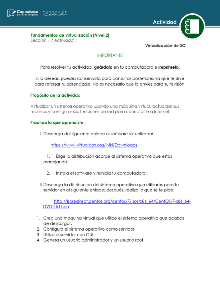 C4 Nivel 2 Lec 1 Actividad | PDF | Sistema operativo | Servidor (Computación)