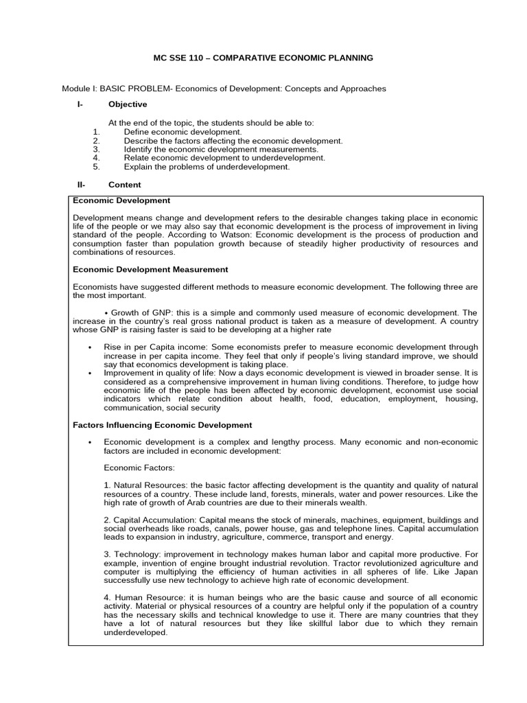 Economic Planning Module | PDF | Sustainability | Environmental Degradation