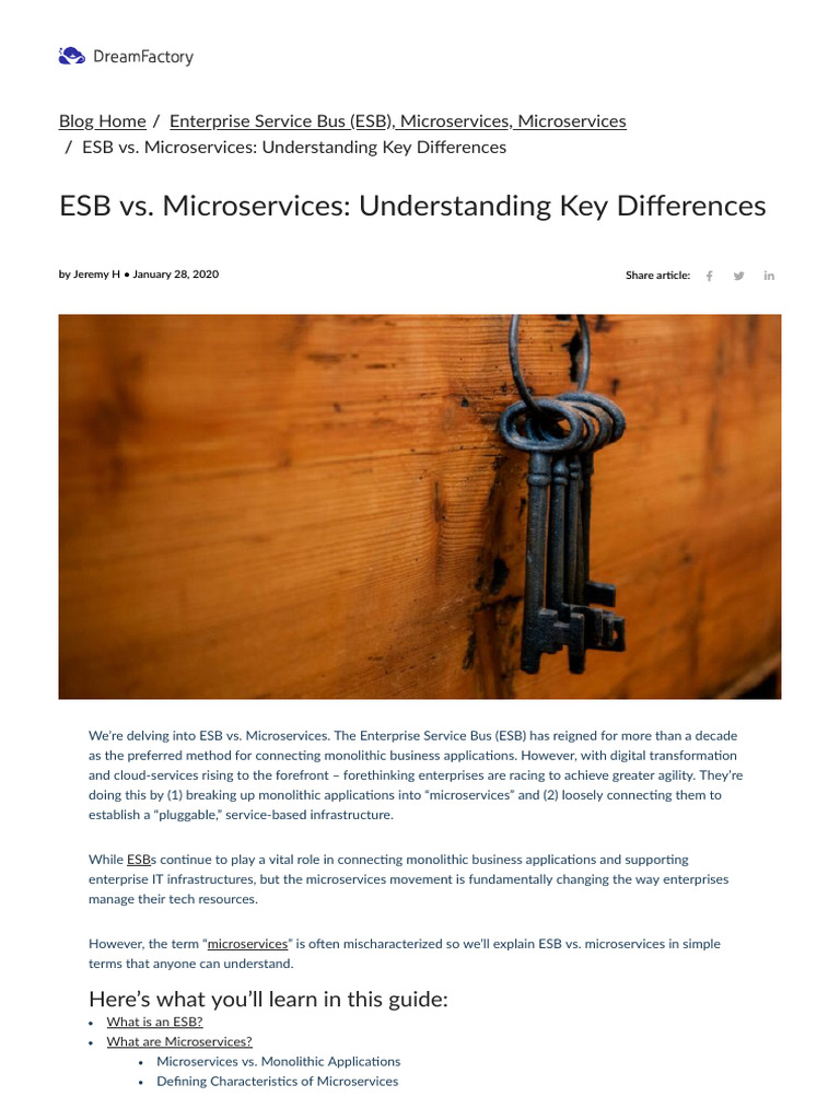 Esb Vs Microservices Understanding Key Differences Dreamfactory Software Blog Pdf