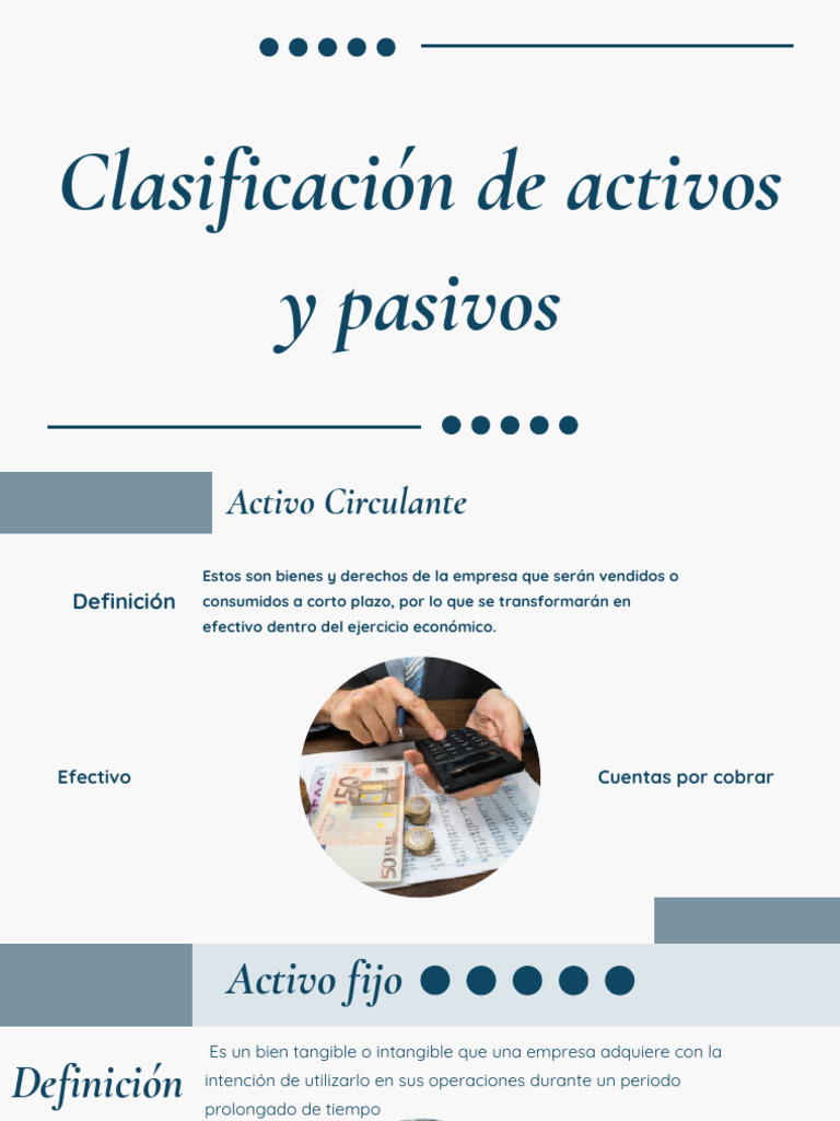 Activos y Pasivos: Clasificación y Definiciones | PDF | Negocios | Finanzas y dinero