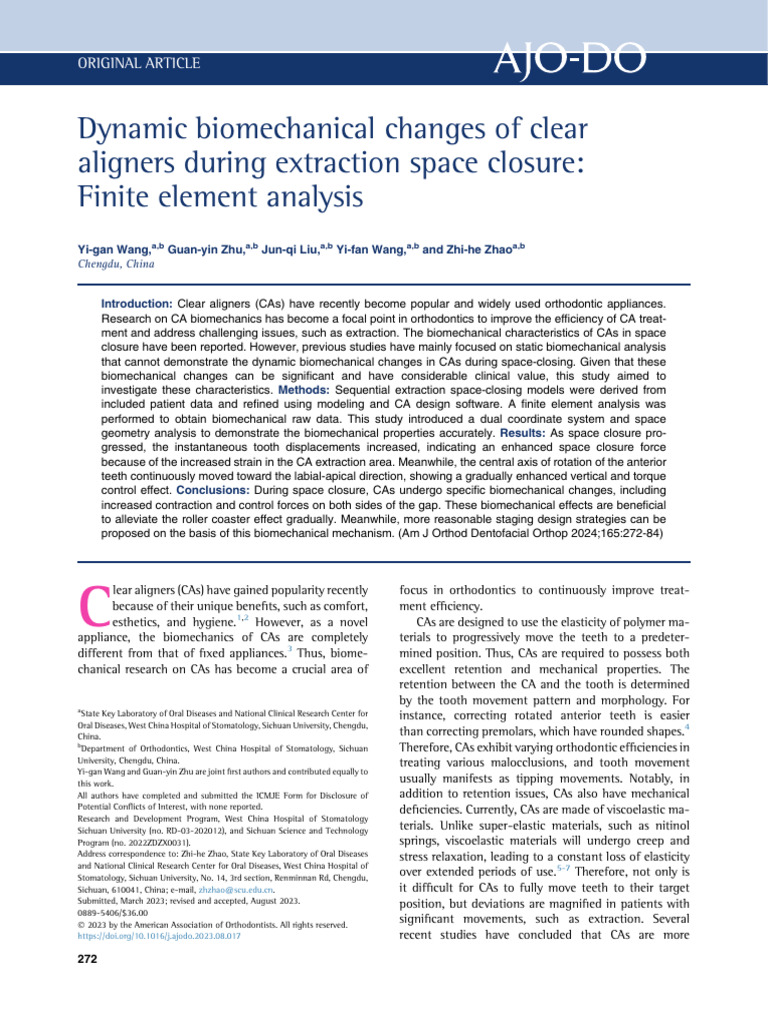 1 s2.0 S0889540623005140 Main | PDF | Orthodontics | Rotation