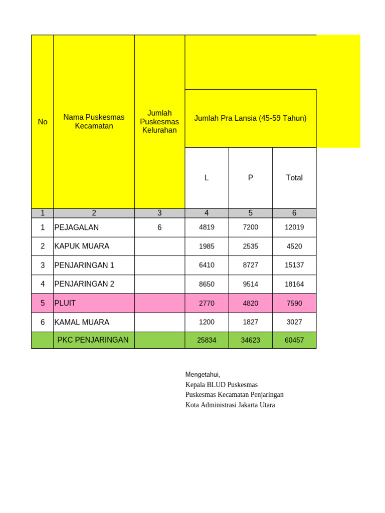 Laporan Lansia Oktober 2024 Data Sasaran Baru | PDF