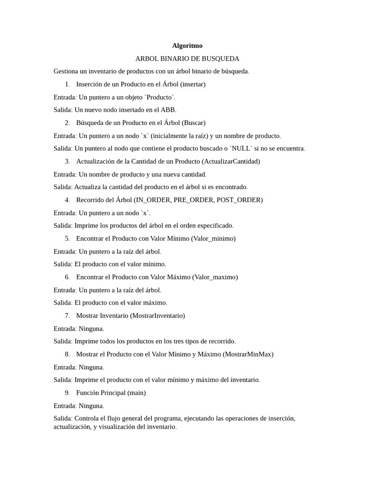 Algoritmo - Proyecto Arbol | PDF | Informática