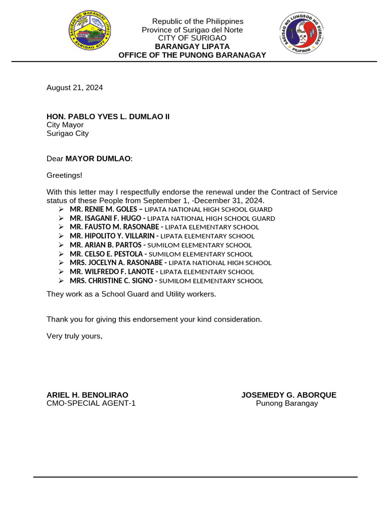 Letter Endorsement | PDF