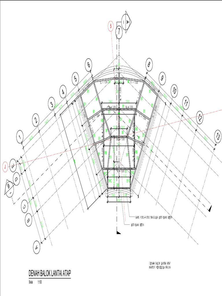Denah Balok Lantai Atap | PDF