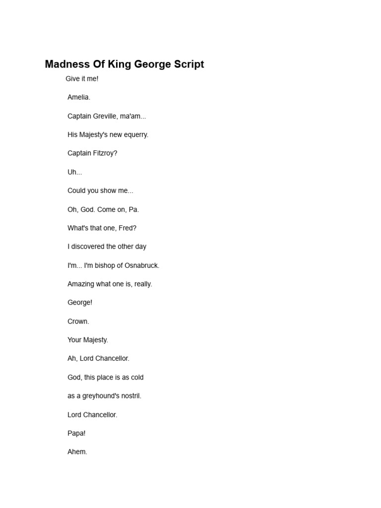 Madness of King George Script Source | PDF | Lord's Prayer
