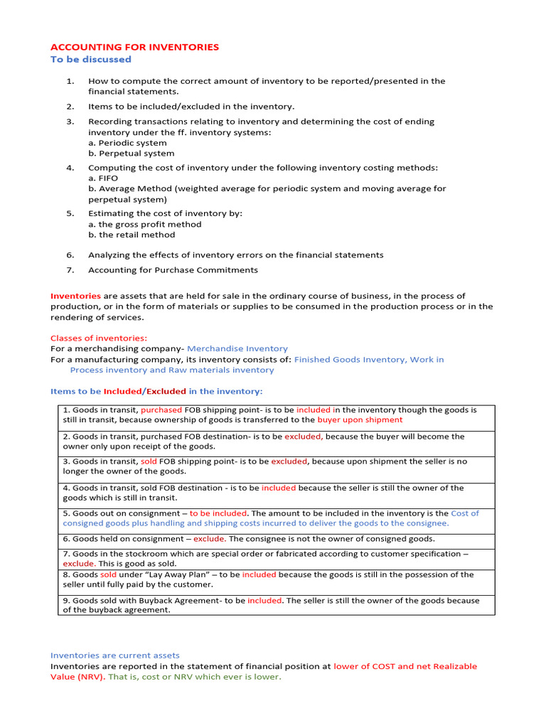 IntAcc 2. Acctg. For Inventories | PDF | Cost Of Goods Sold | Inventory