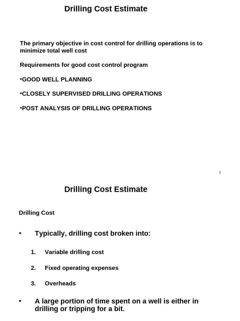 Drilling Cost Estimate | PDF | Casing (Borehole) | Oil Well