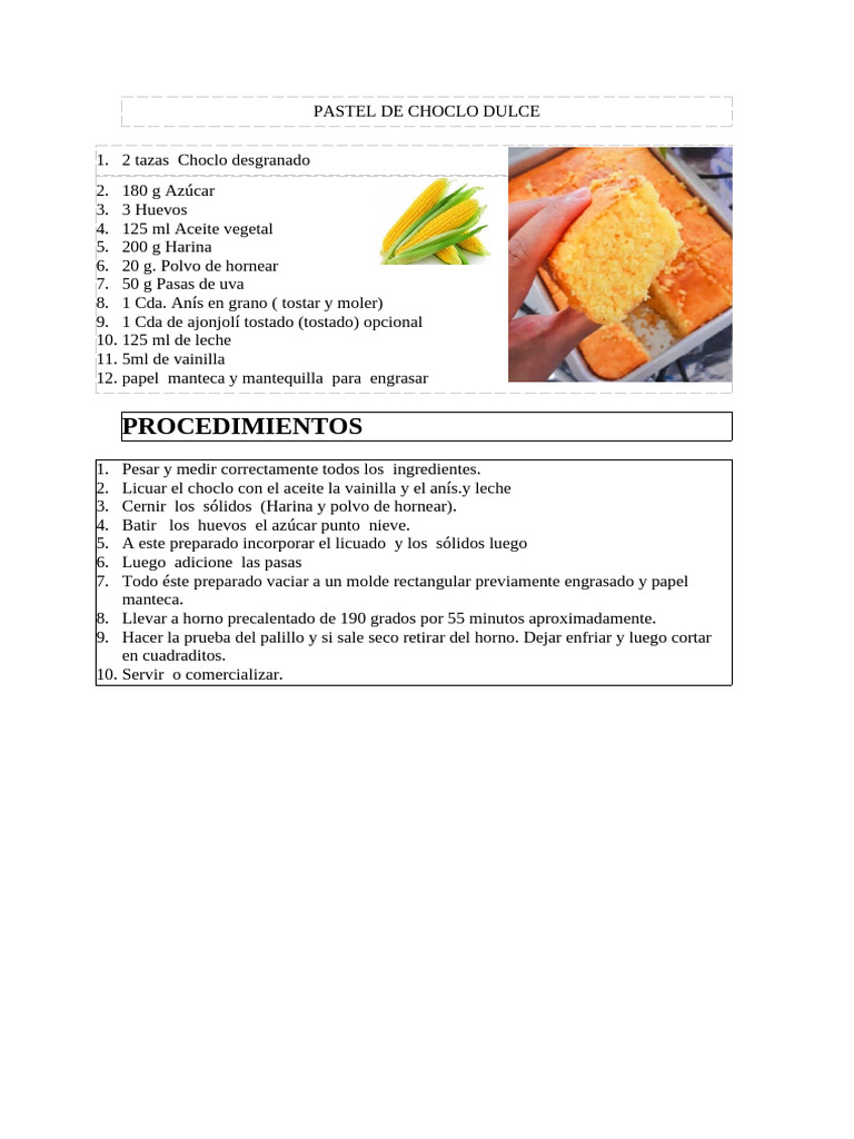 Pastel de Choclo | PDF | Cocina, comidas y vino