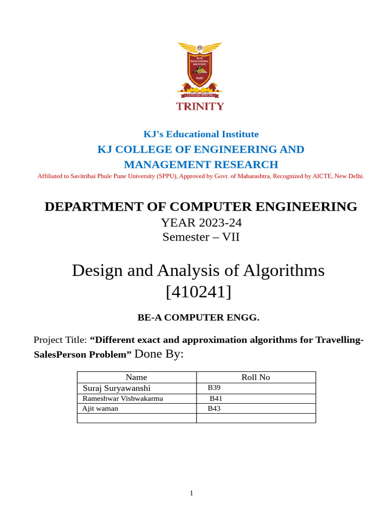 Daa Mini Travelling Sales Person | PDF | Computational Complexity Theory | Mathematical Optimization