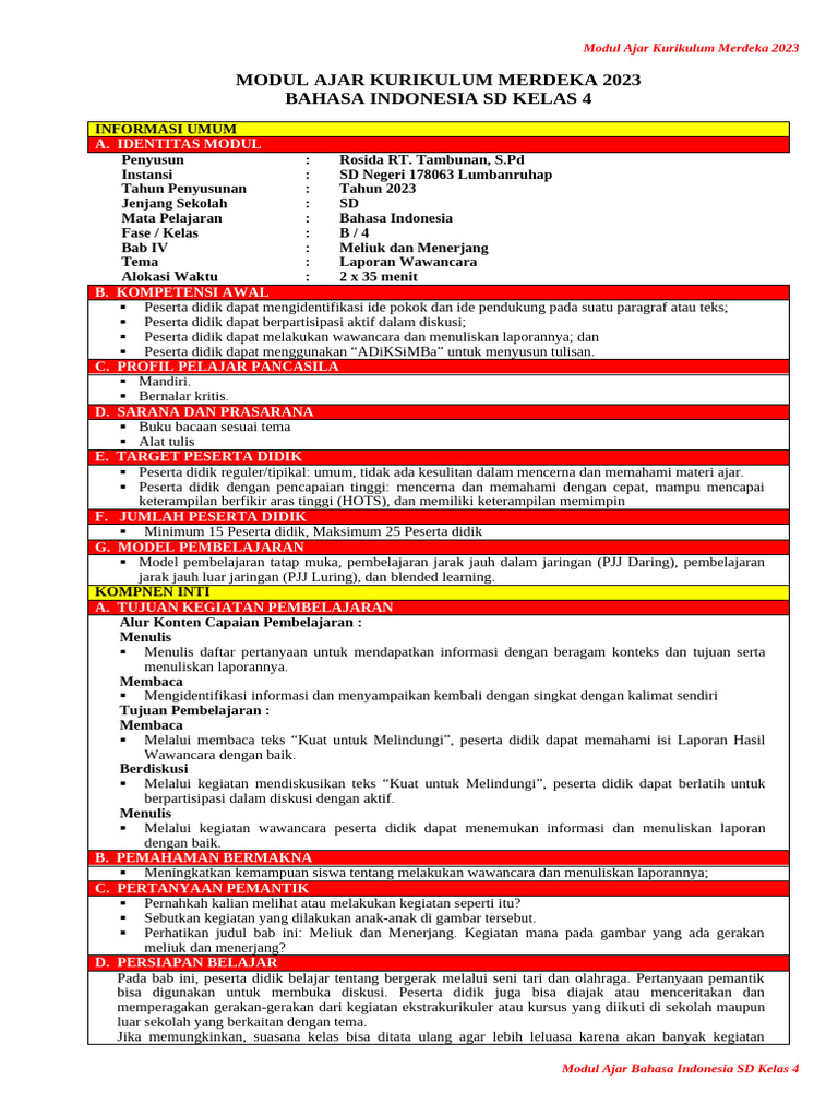 BAB 4 - MA B Indo Kls 4 (Datadikdasmen - Com) Supervisi | PDF | Karier & Perkembangan