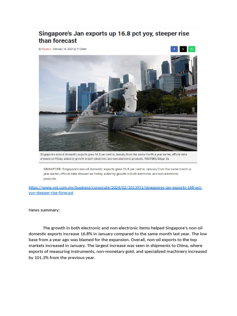 News 10 - Singapore's Exports | PDF | Exports | Singapore