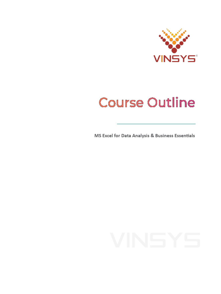 Intermediate-Course Outline MS Excel For Data Analysis & Business ...
