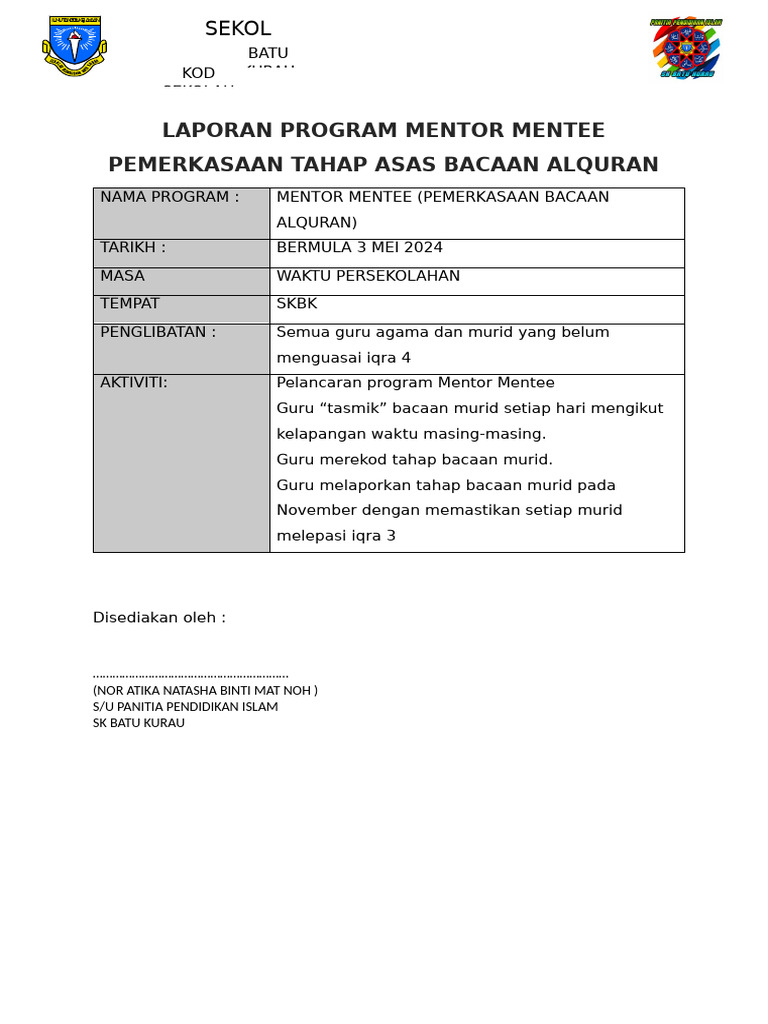 Laporan Mentor Mentee | PDF