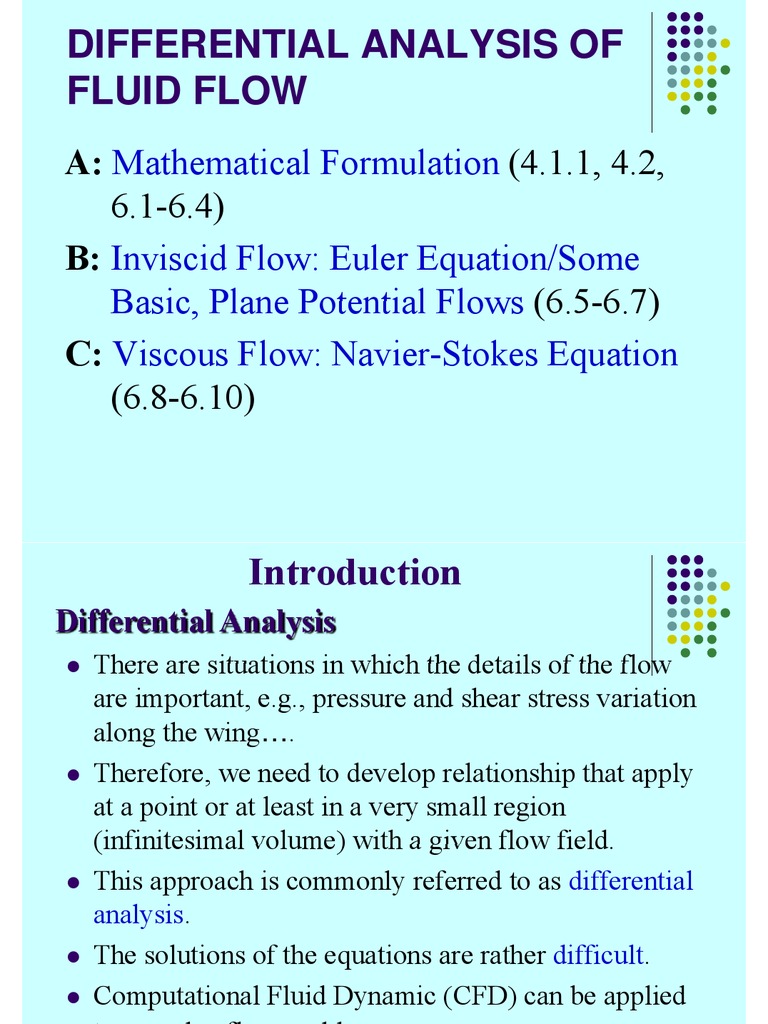 Differential Analysis of Fluid Flow 1221 | Navier–Stokes Equations ... Differential Analysis of Fluid Flow 1221 | Navier–Stokes Equations ...