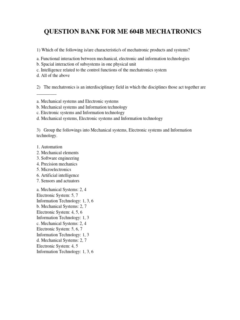 QB Me 604b Mechatronics | PDF | Programmable Logic Controller | Turbulence