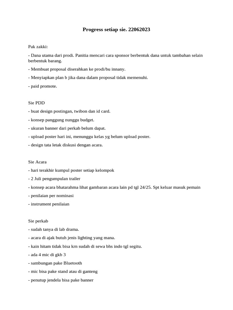Progress Setiap Sie | PDF