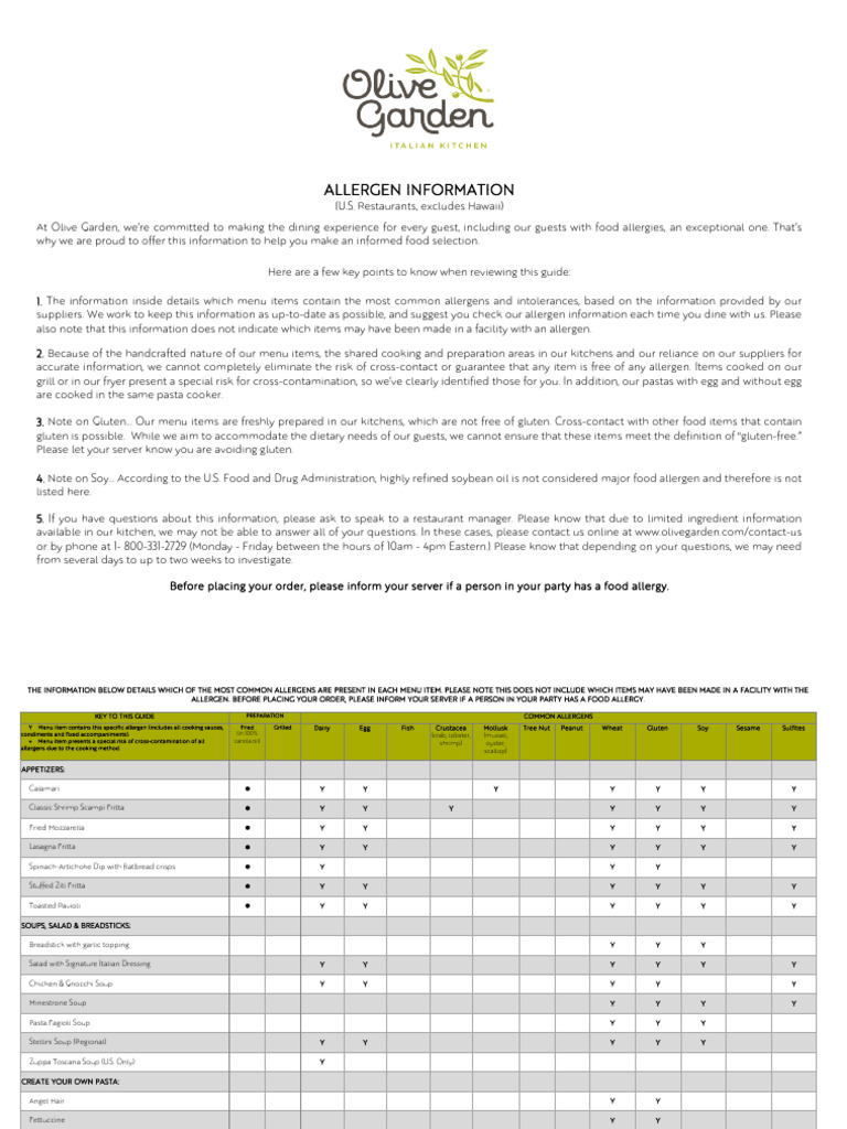 Allergen Guide | PDF | Food Allergy | Pasta