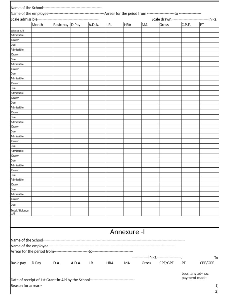 Arrear Bill Format Blank | PDF | Government Finances | Taxes