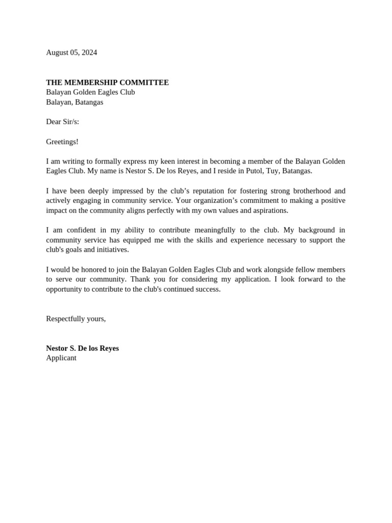 Puyo-Letter of Intent - Eagles Club | PDF | Wellness