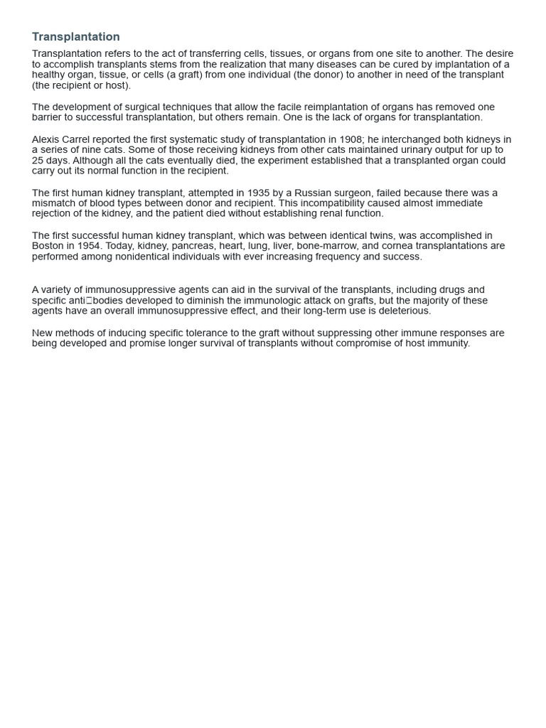 Transplantation | PDF | Science & Mathematics