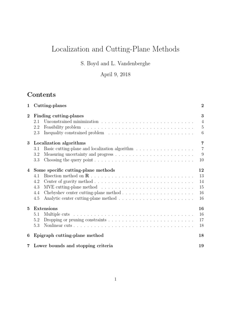 Cutting-Plane Methods for Optimization | PDF | Linear Programming ...