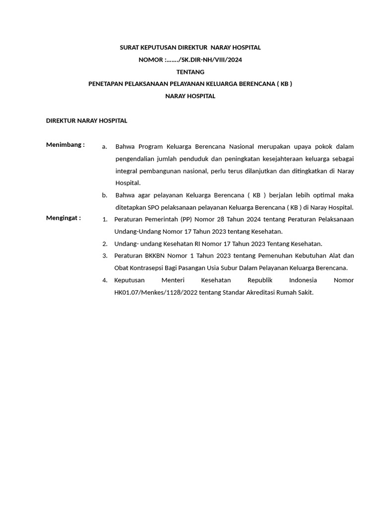 Pelayanan KB di Naray Hospital Dumai | PDF