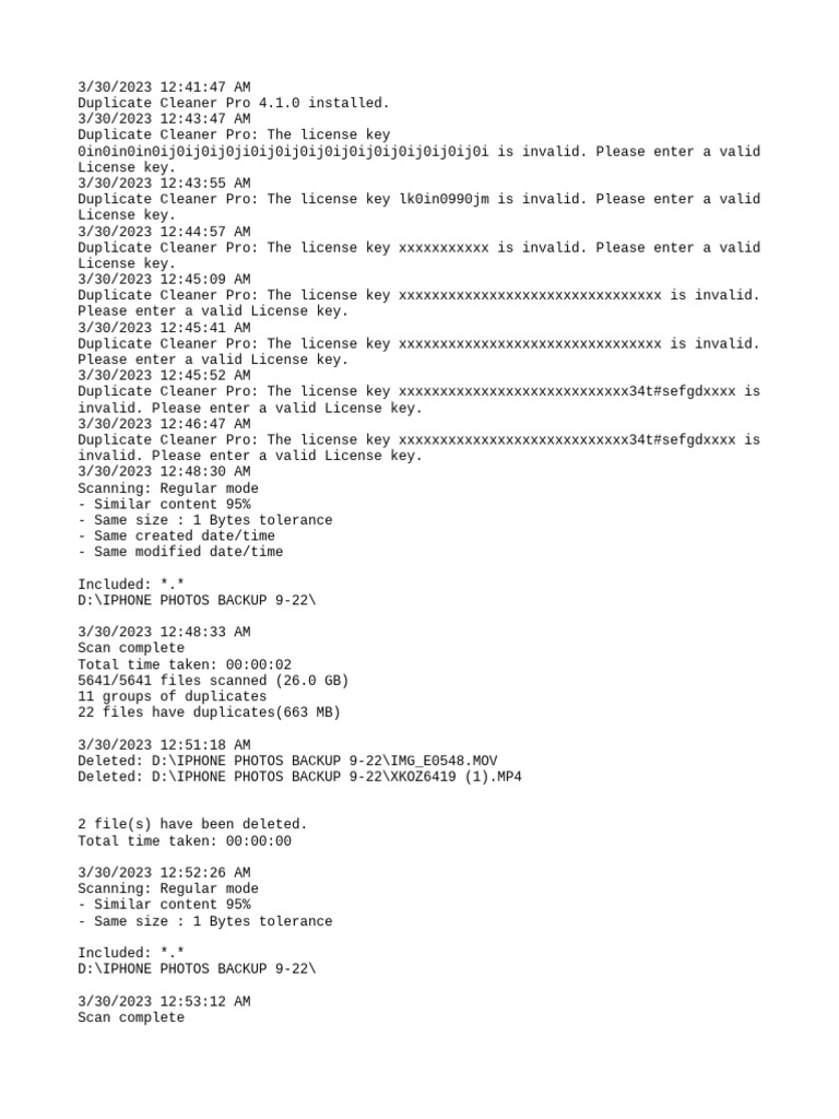 Duplicate Cleaner Log | PDF | Microsoft Windows | Computer Data