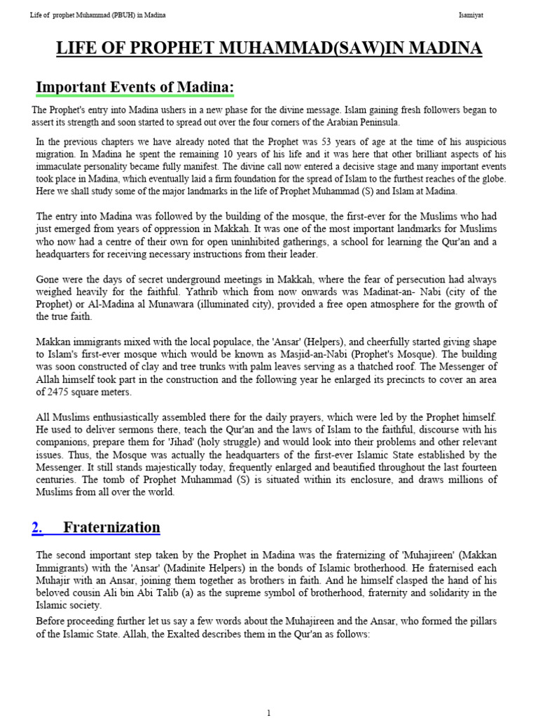 Muhammad Hammad 0041 Life of Prophet Muhammad (Saw) in Madina | PDF | Muhammad | Prophets And ...