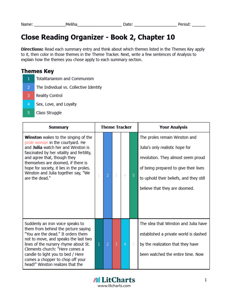 2.10 Close Reading Organizer | PDF