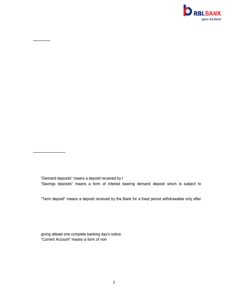Deposit Policy | PDF | Banks | Deposit Account