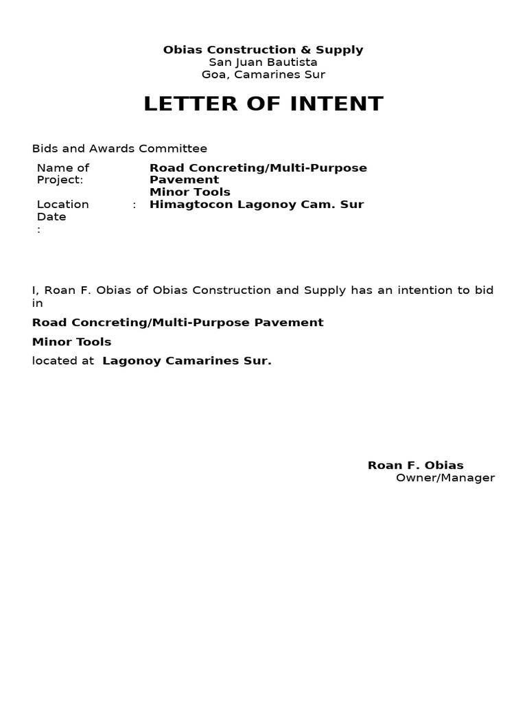 Intent to Bid: Multi-Purpose Pavement | PDF