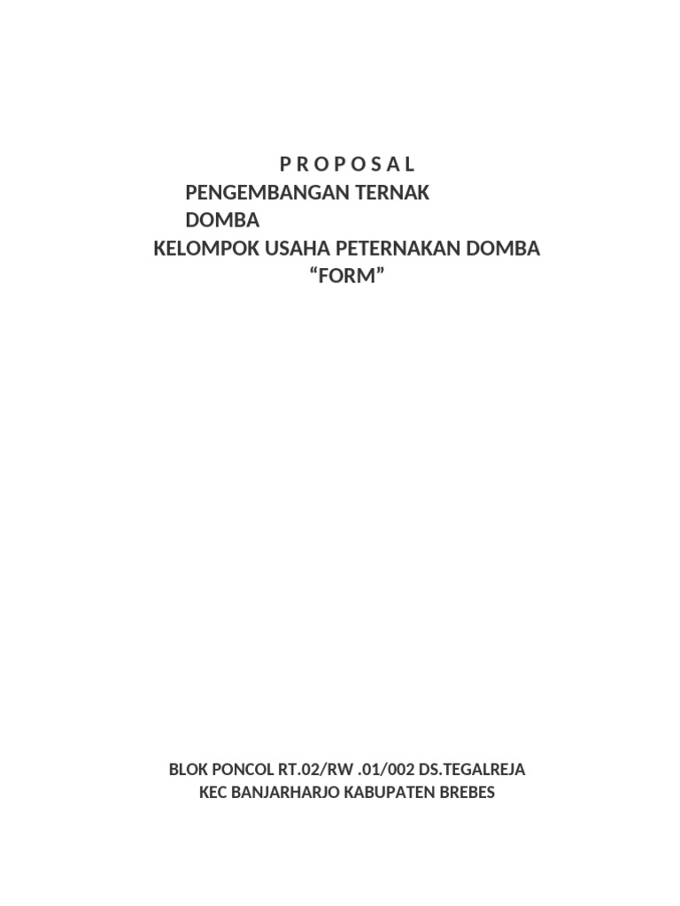 Proposal Ternak Domba FORM | PDF | Teknologi & Rekayasa