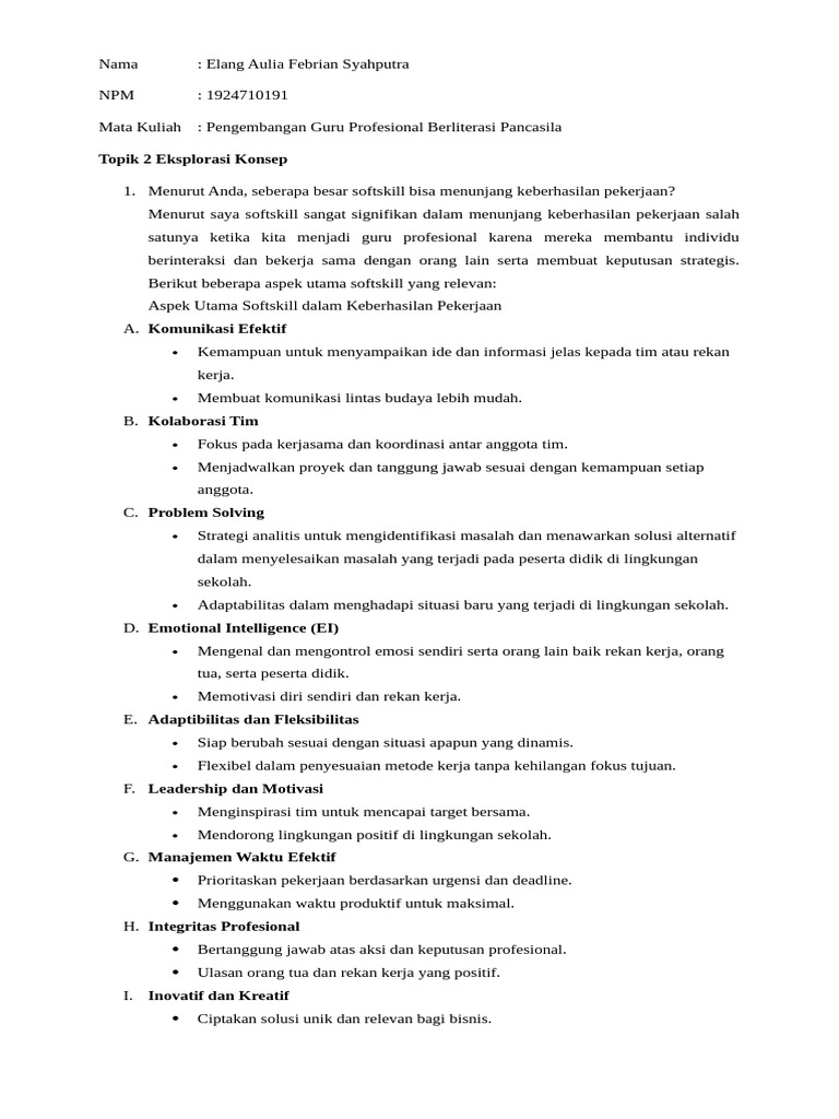 Topik 2 PGPBP Eksplorasi Konsep | PDF | Karier & Perkembangan | Seni