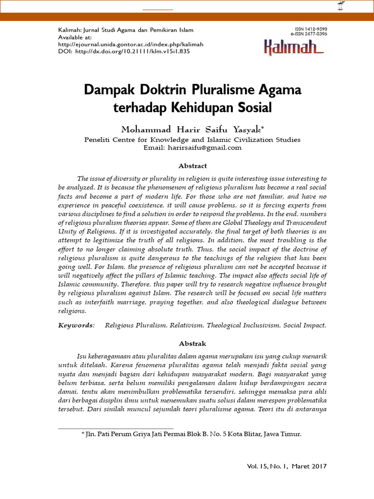 Dampak Doktrin Pluralisme Agama | PDF