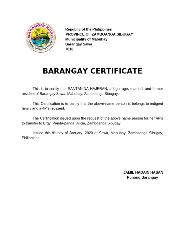 4ps Transfer Certificate | PDF