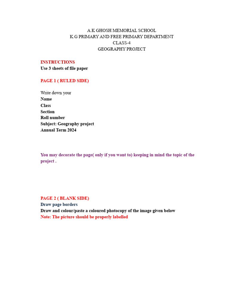 Final Term Class 4 Geography Project | PDF