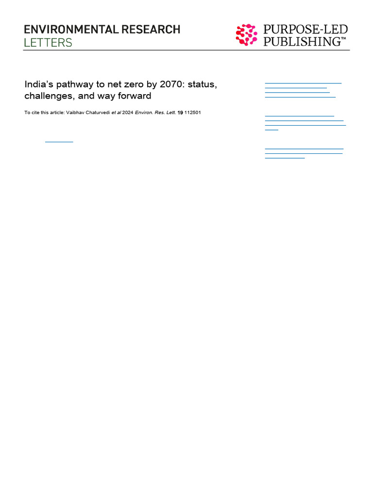 India's Pathway to Net Zero by 2070 | PDF | Climate Change Mitigation ...