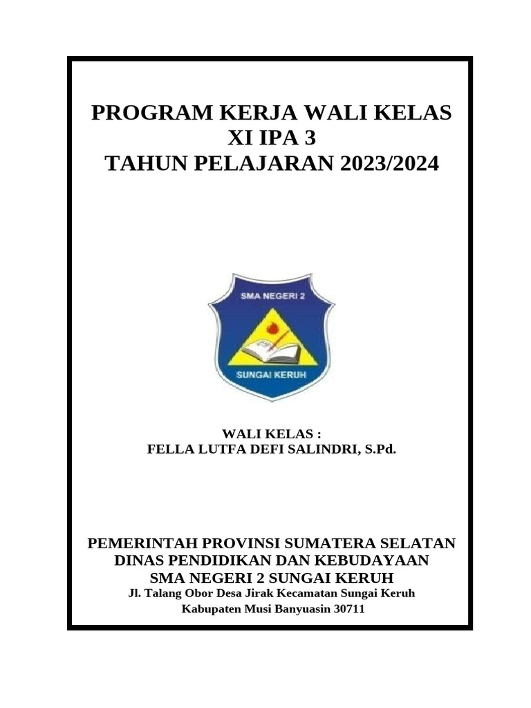 Program Kerja Wali Kelas Xi Ipa 3 Fix | PDF