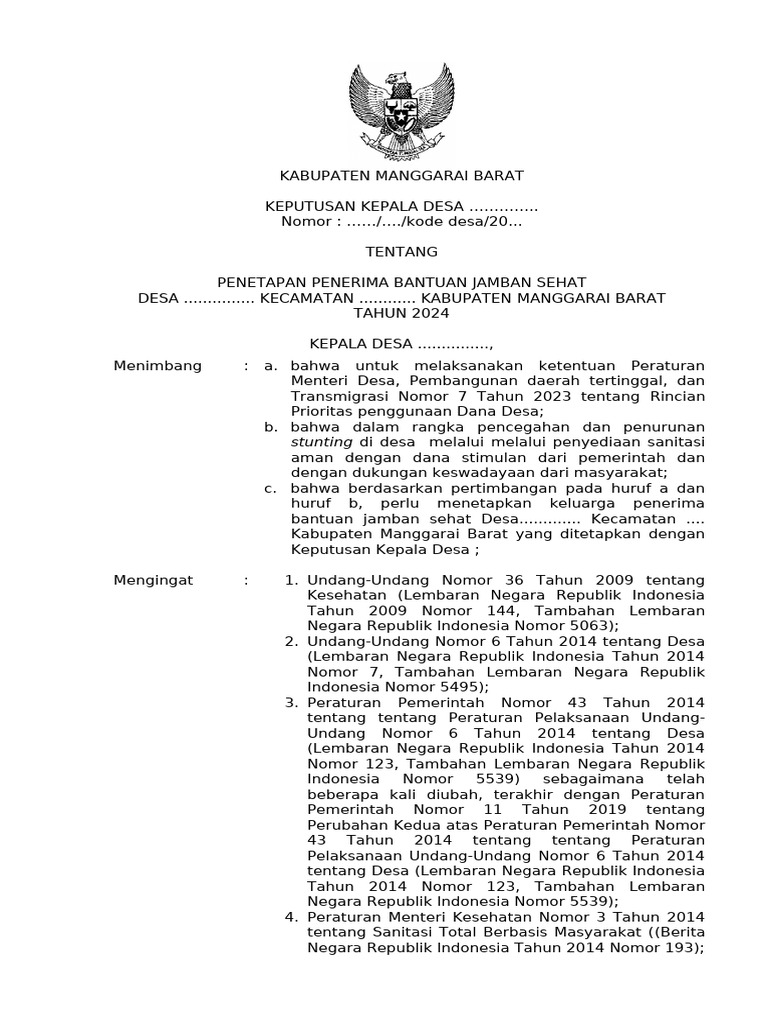 SK KPM Jamban Sehat | PDF