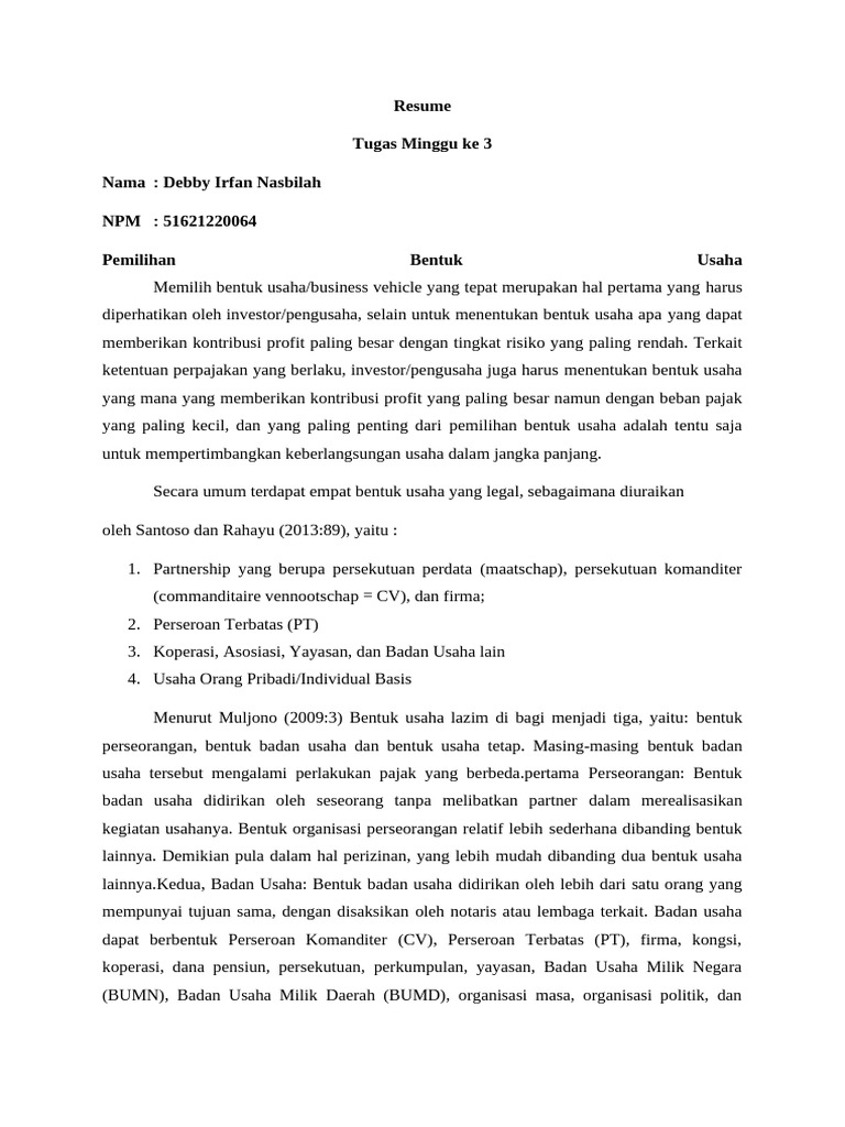 Tugas Resume 3 - Debby Irfan Nasbilah - 51621220064 | PDF